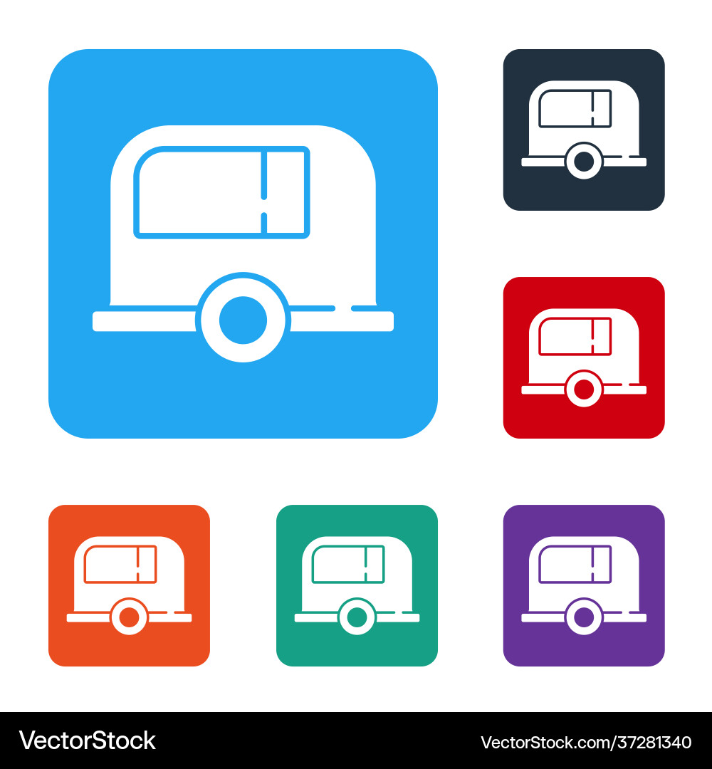 White rv camping trailer icon isolated on Vector Image