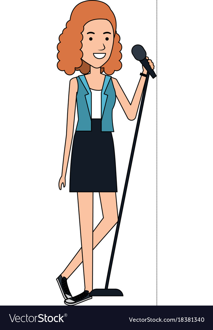 Woman Singing With Microphone Royalty Free Vector Image