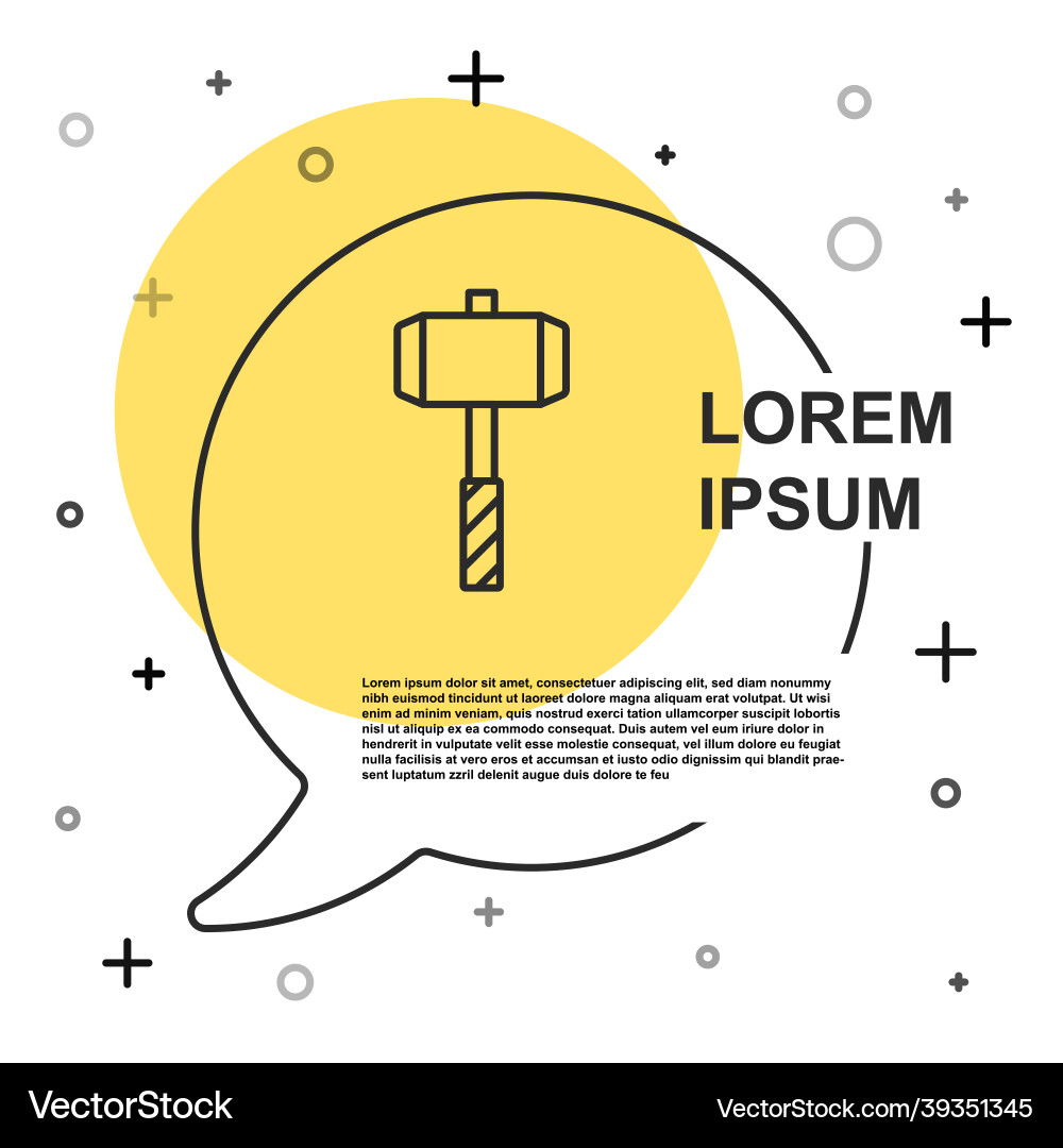 Black line medieval battle hammer icon isolated Vector Image