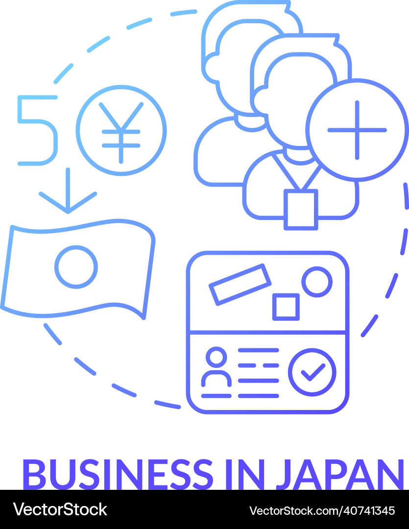 Business in japan blue gradient concept icon Vector Image