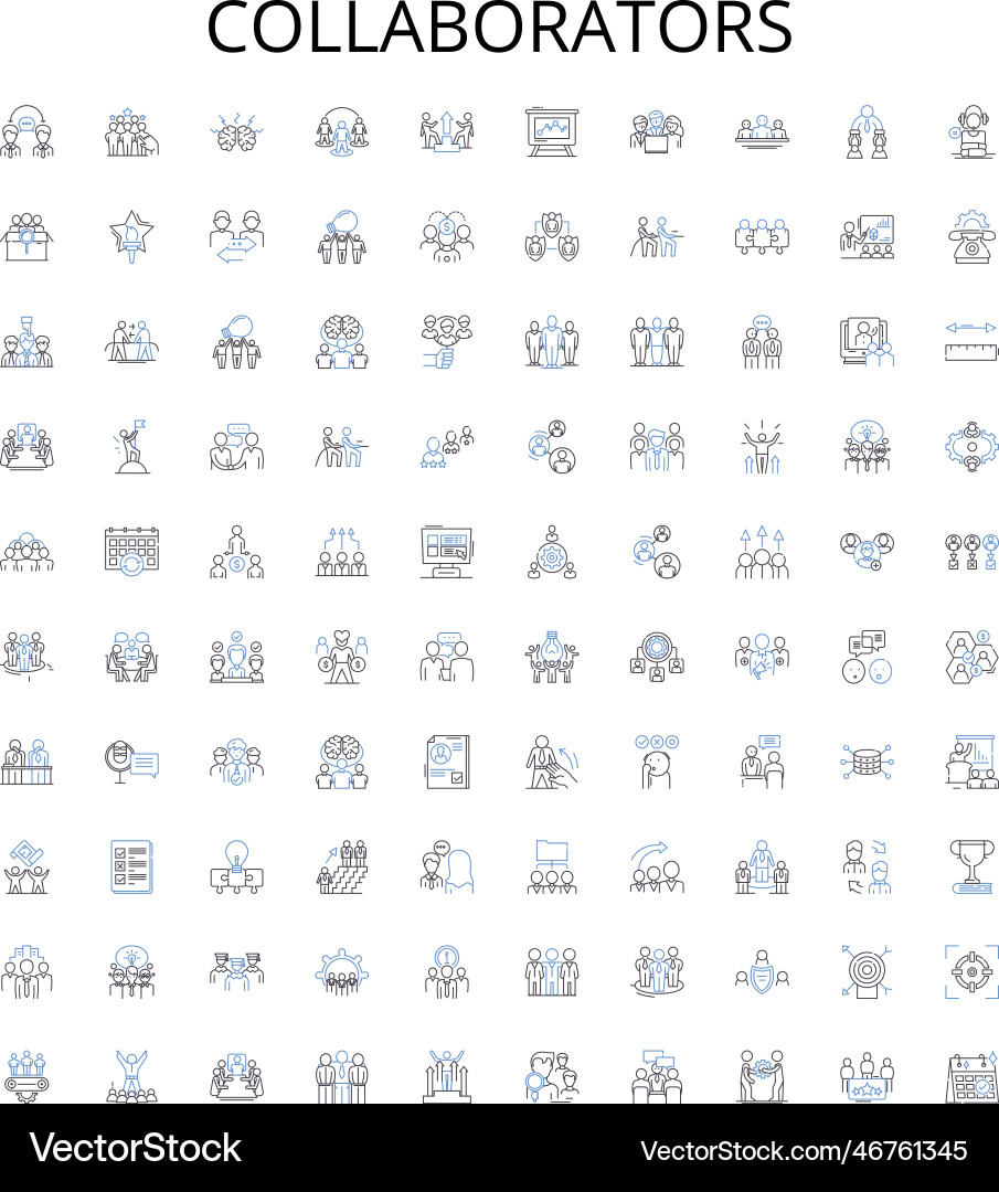 Collaborators outline icons collection partners Vector Image