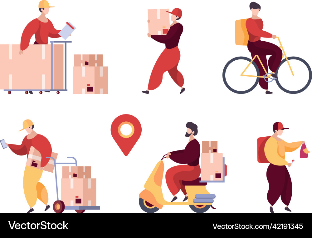 Delivery service professional deliver characters Vector Image