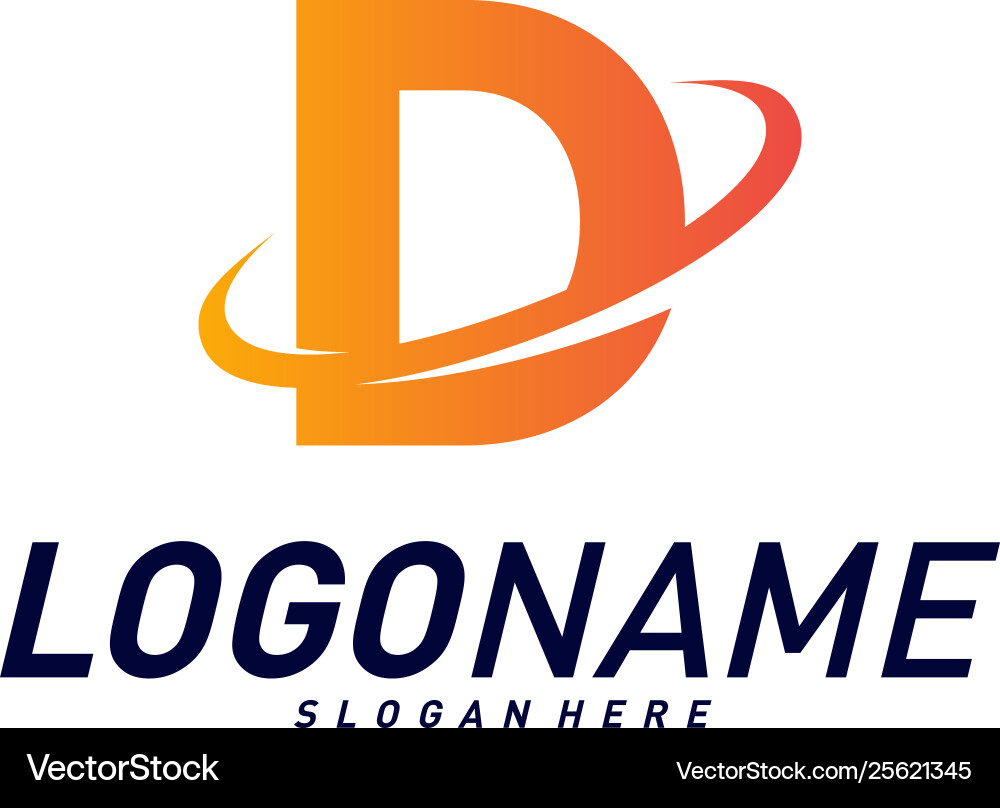 Font with planet logo design concepts letter d Vector Image