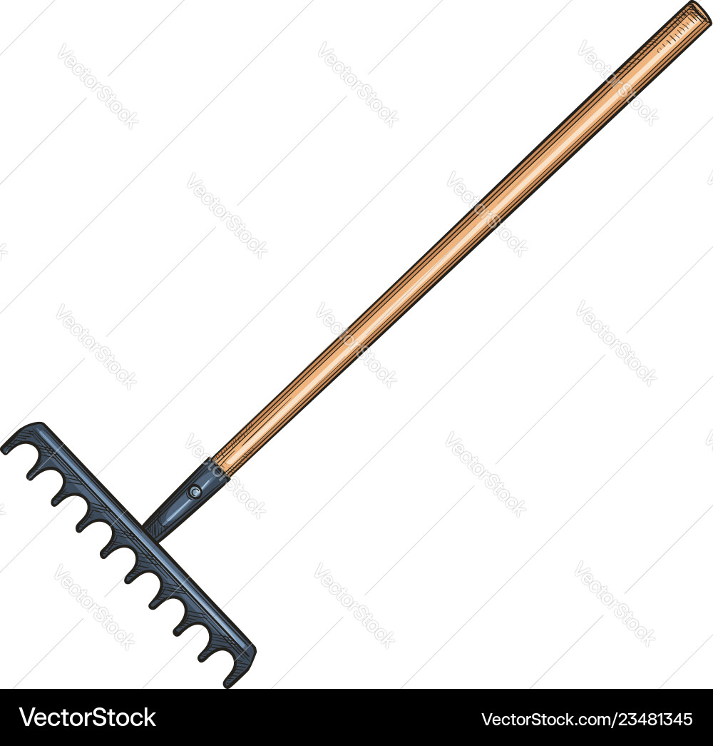 Garden rake icon cartoon style Royalty Free Vector Image