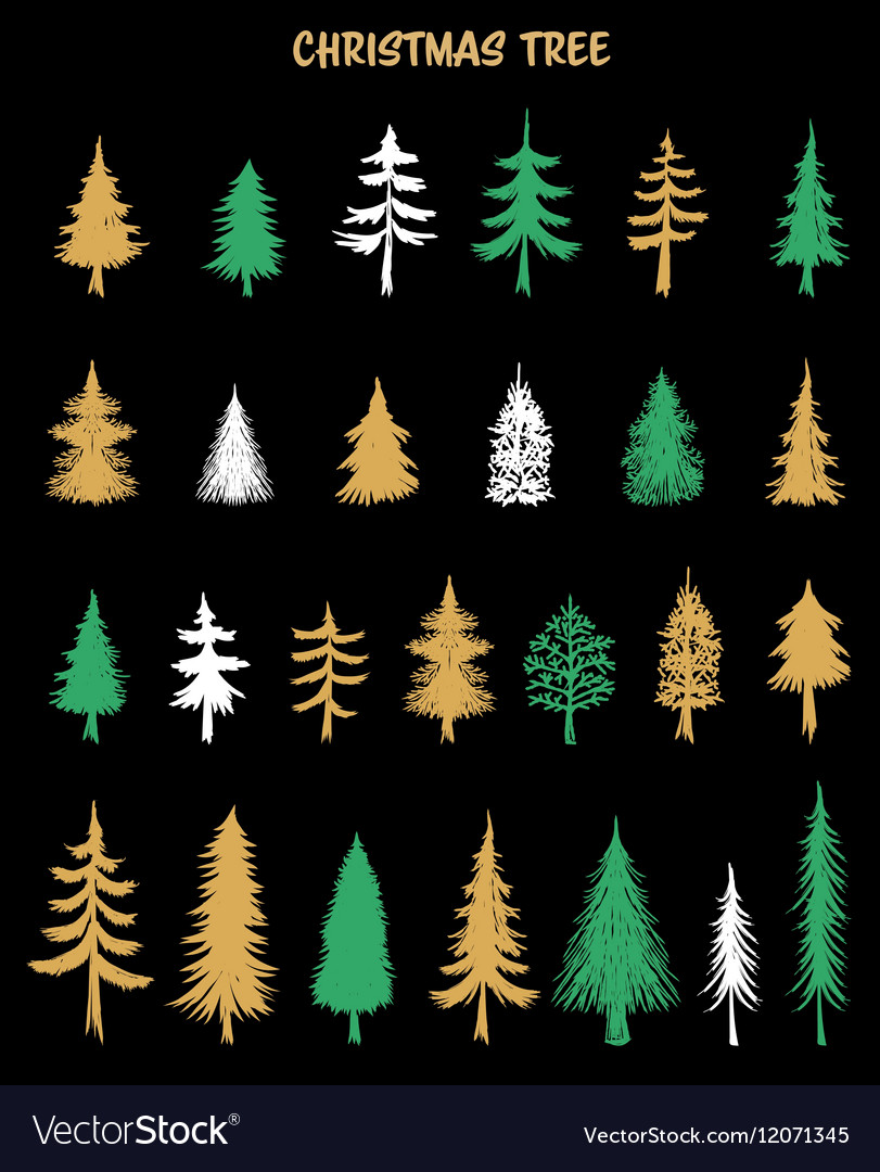 Hand drawn christmas tree elements Royalty Free Vector Image