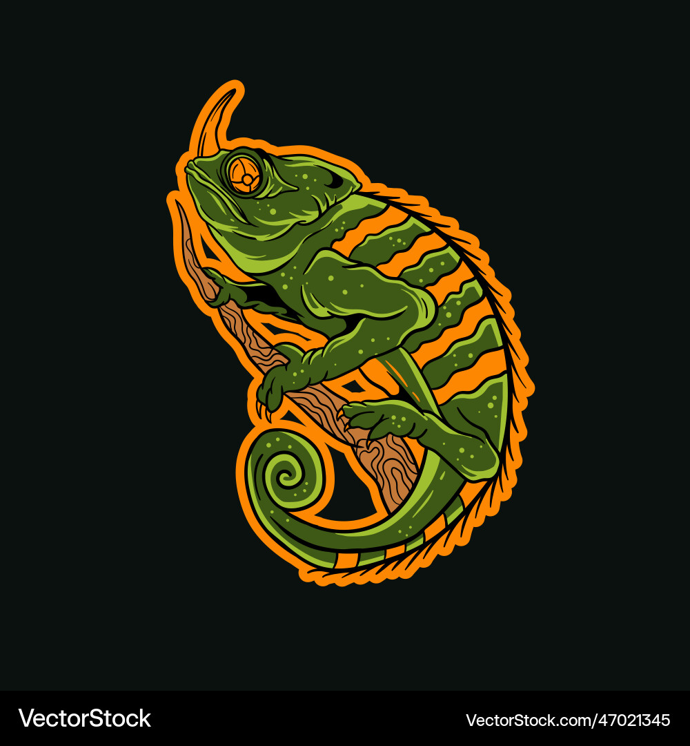 Hand drawn of a chameleon Royalty Free Vector Image