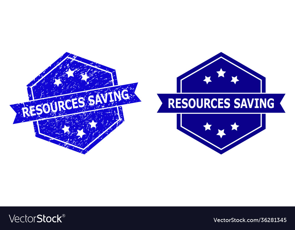 Hexagonal resources saving stamp with corroded Vector Image