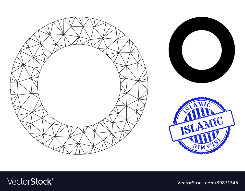 Islamic scratched badge and web network donut Vector Image Islamic scratched badge and web network donut Vector Image