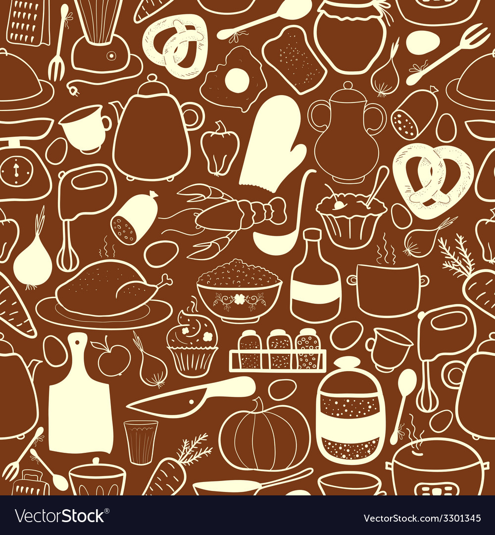Kitchen seamless pattern Royalty Free Vector Image