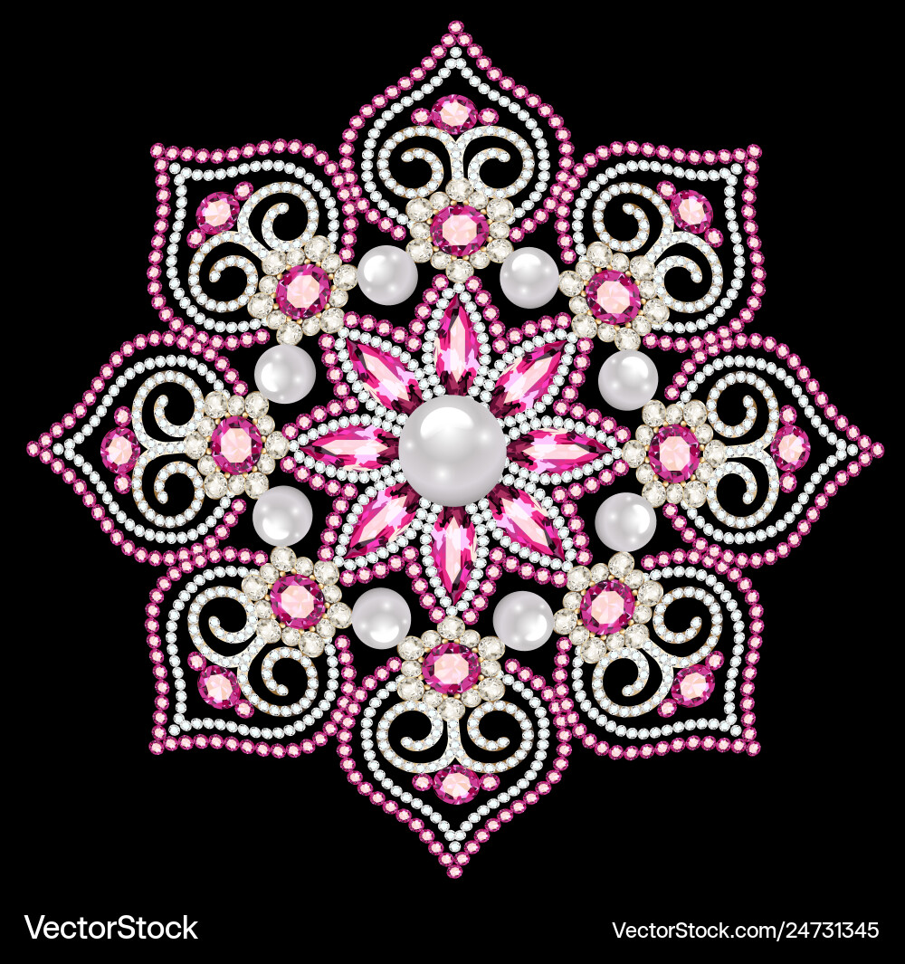 Mandala brooch jewelry design element geometric Vector Image