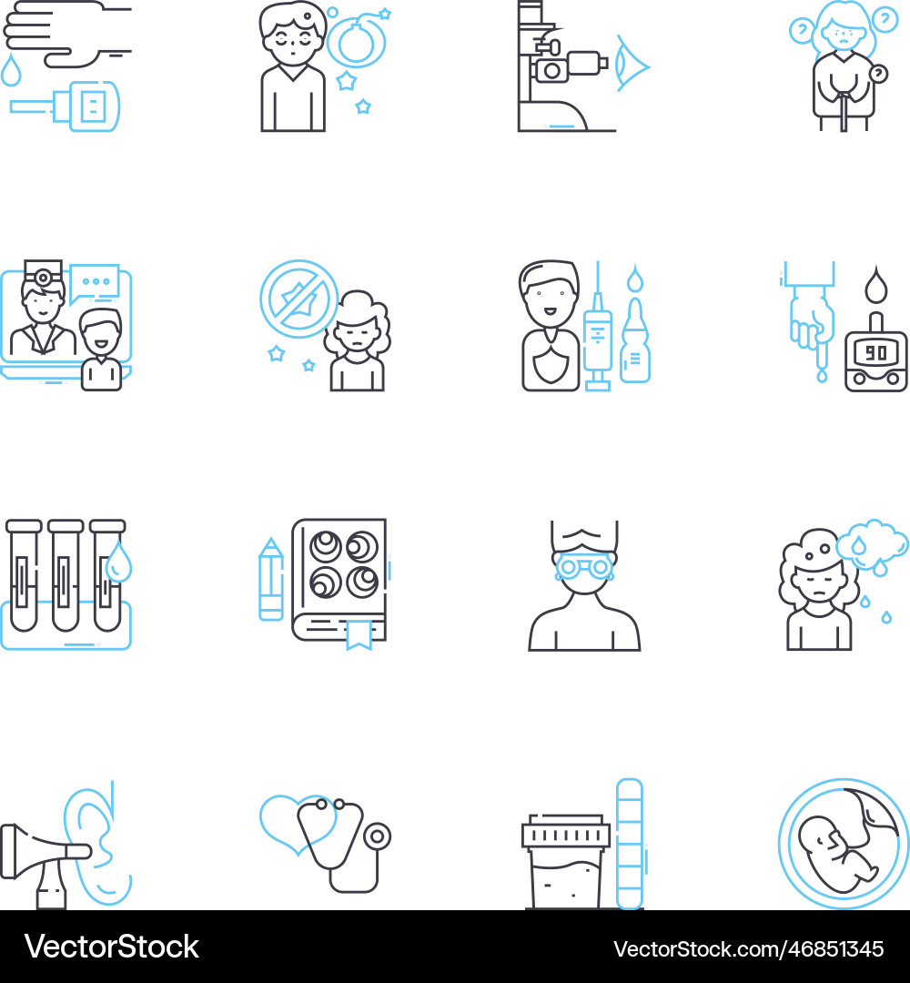 Medical oversight linear icons set supervision Vector Image