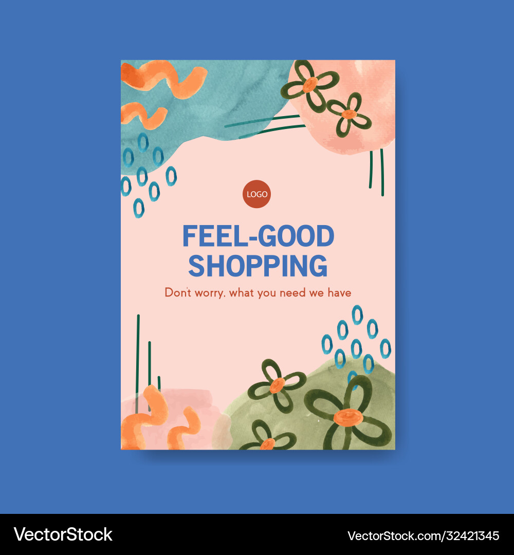Poster template with shopping design for brochure Vector Image