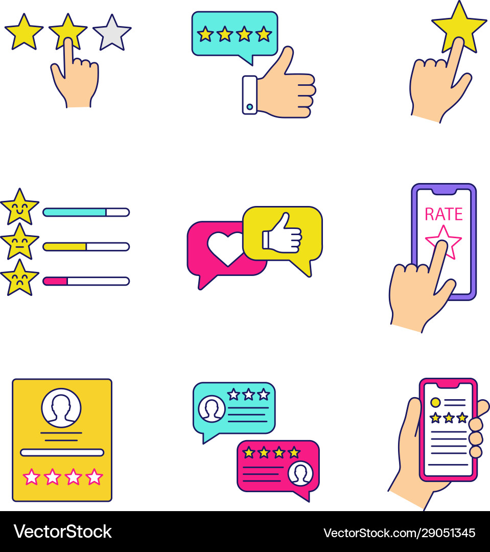 Rating color icons set Royalty Free Vector Image