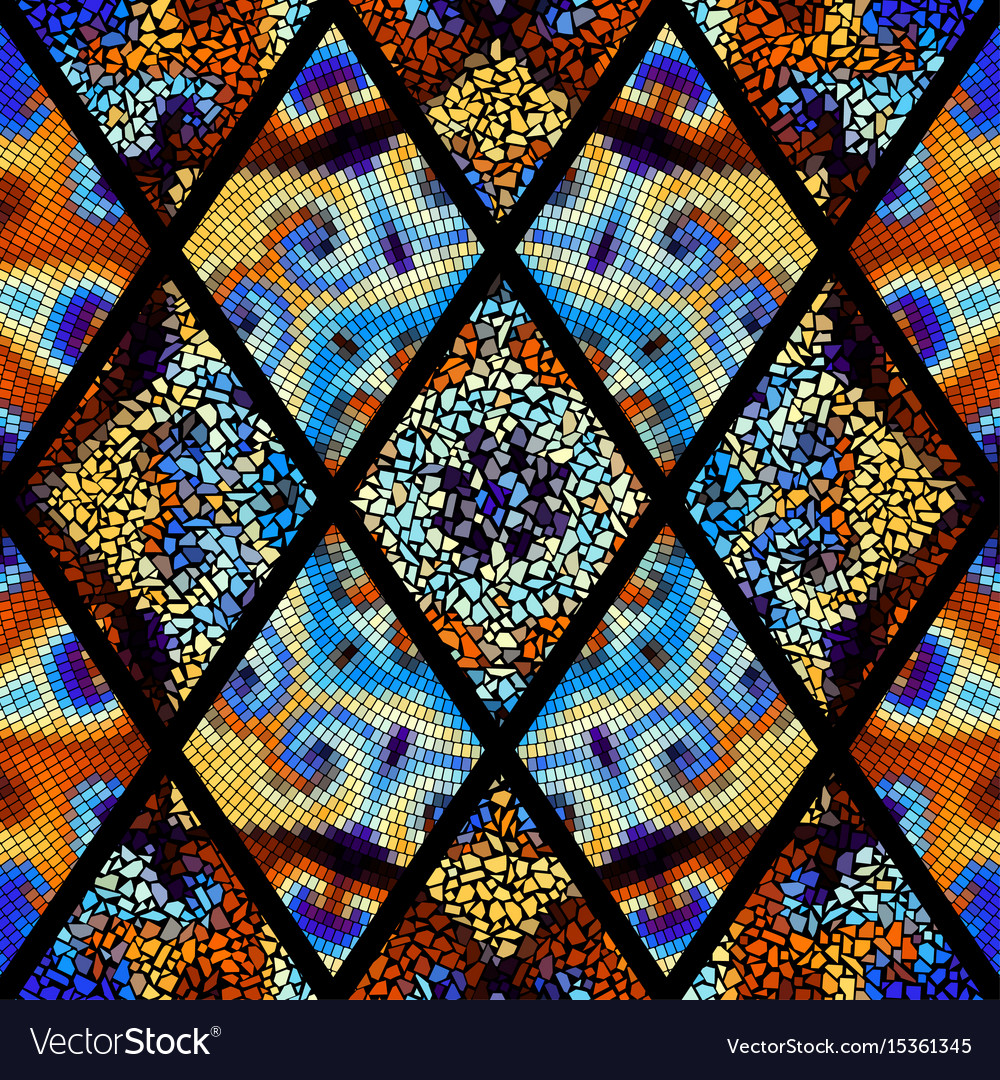 Seamless mosaic art pattern Royalty Free Vector Image