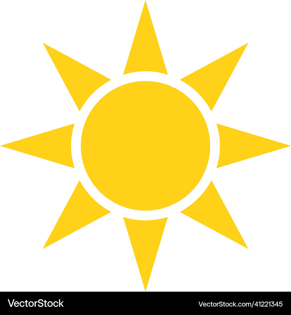 Sun icon in geometric simple style yellow circle Vector Image