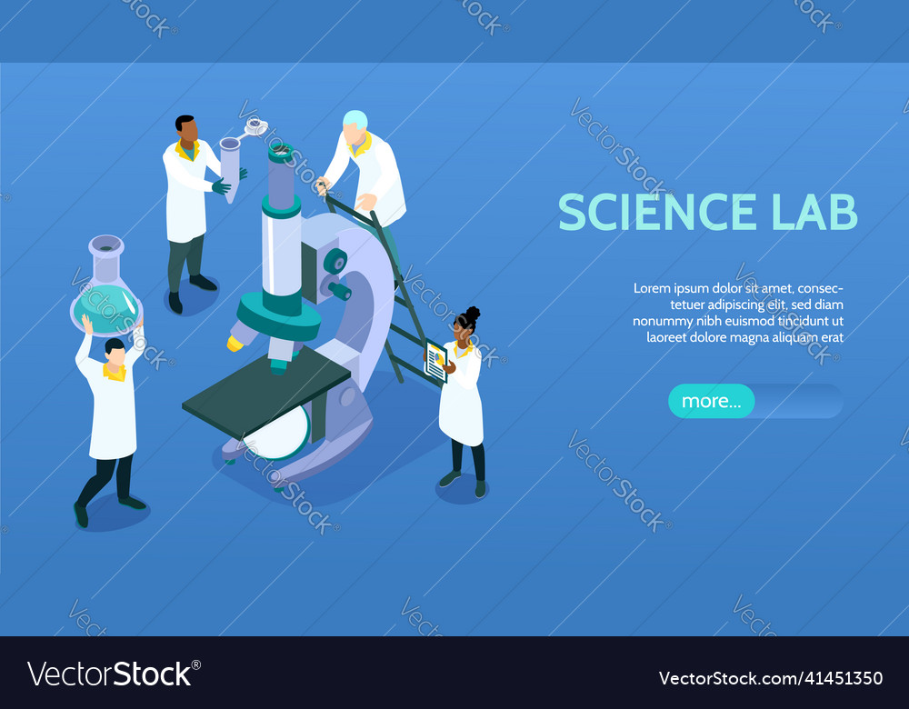 Isometric Science Laboratory Horizontal Banner Vector Image