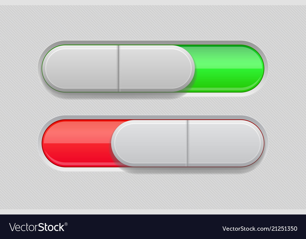 On and off toggle switch buttons slider red Vector Image