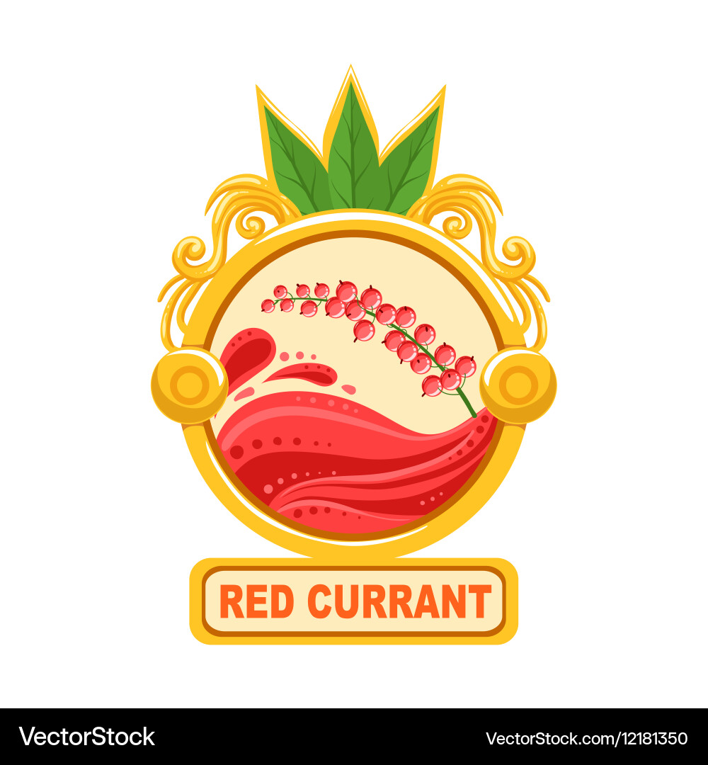 Red currant bright color jam label sticker Vector Image