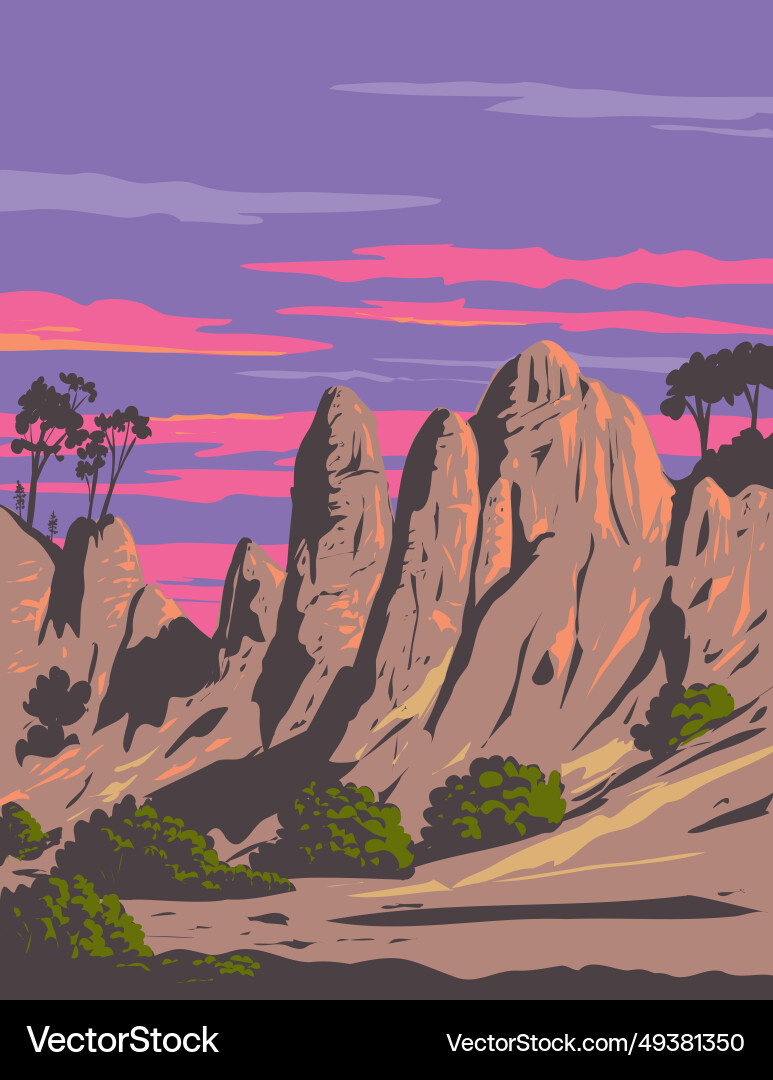 Rock formations at pinnacles national park Vector Image
