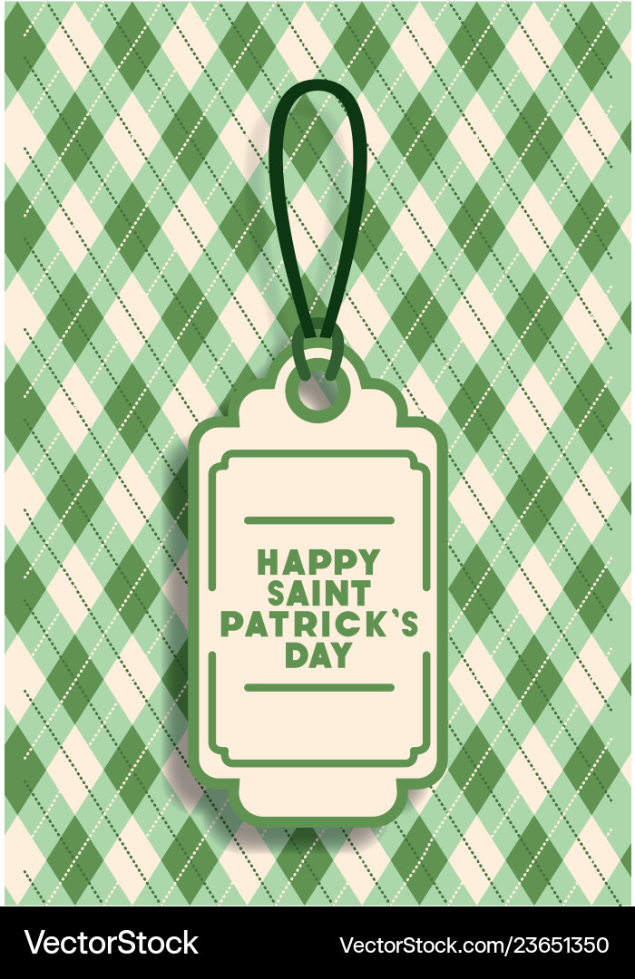 Saint patricks day tag hanging with green Vector Image