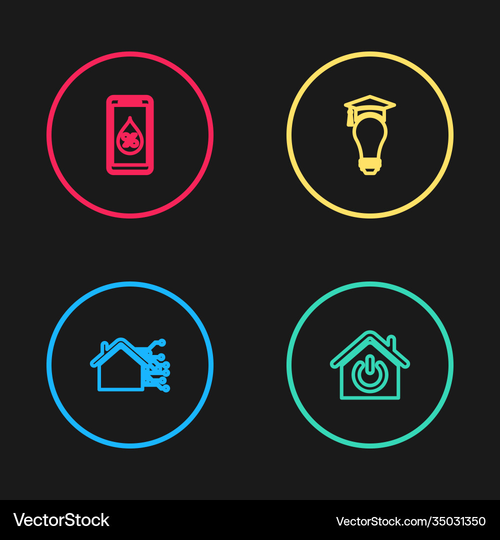 Set line smart home light bulb and graduation Vector Image