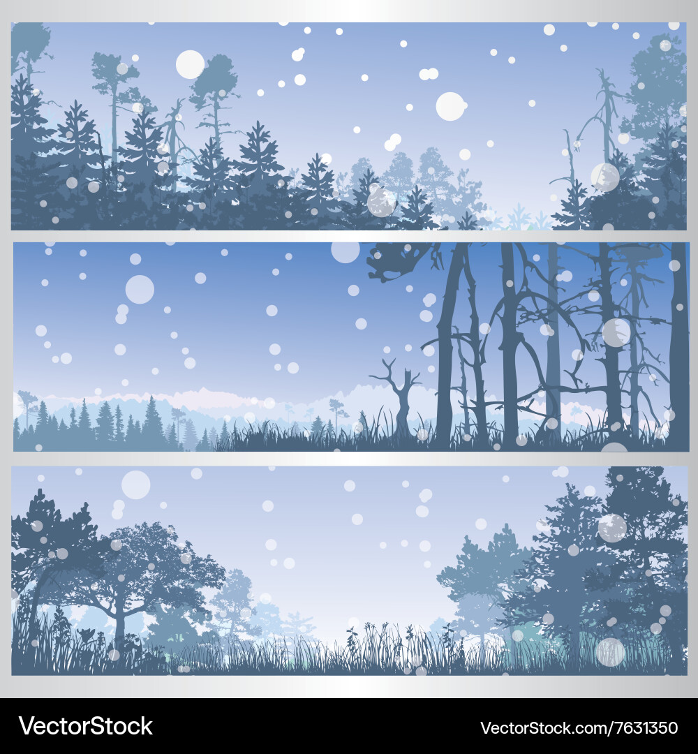 Set of winter forest banners Royalty Free Vector Image