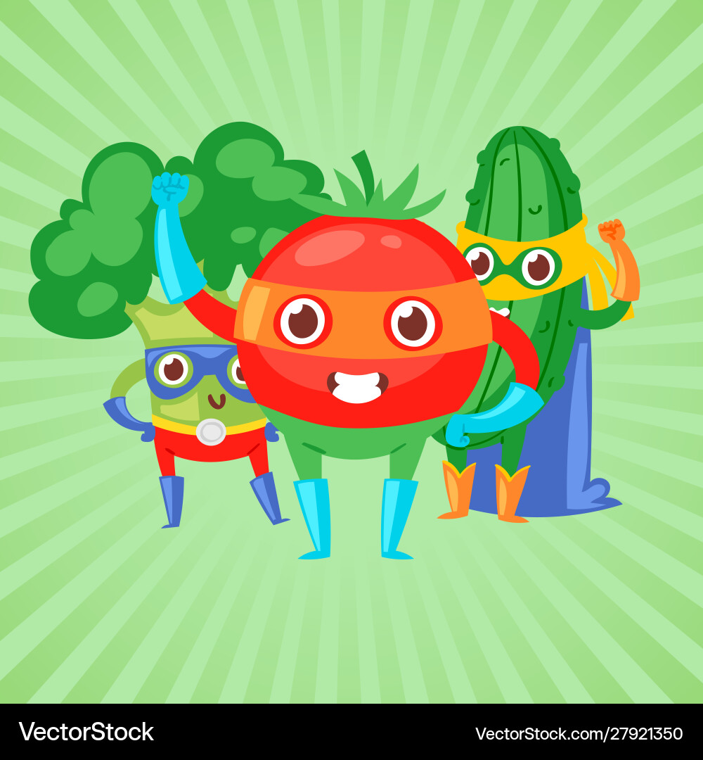 Superhero vegetables in masks Royalty Free Vector Image