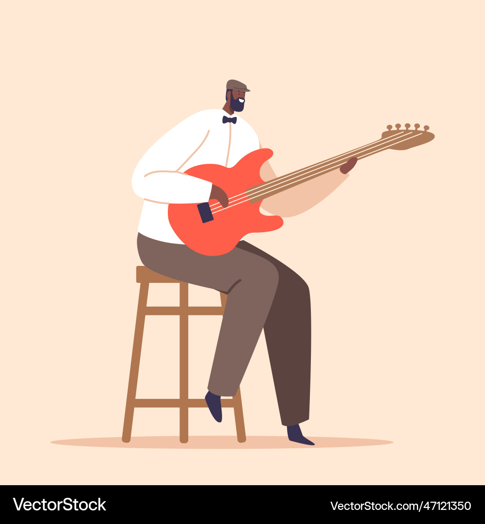 Talented black musician character performing Vector Image