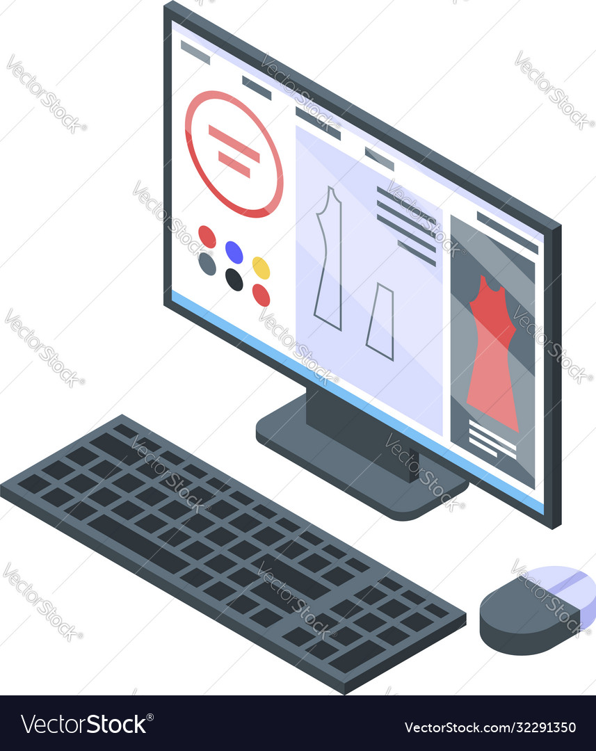 Textile computer modeling icon isometric style Vector Image