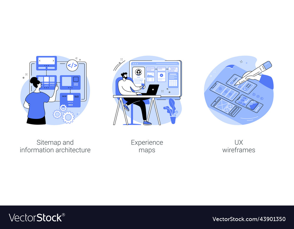 Ux designer workflow isolated cartoon Royalty Free Vector