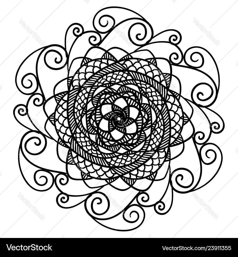 Beautiful abstract black mandala isolated on white
