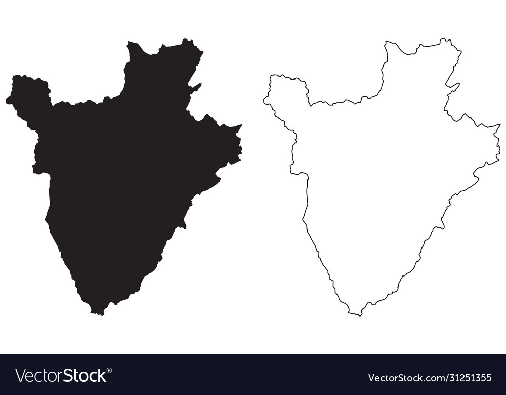 Burundi Country Map Black Silhouette And Outline Vector Image