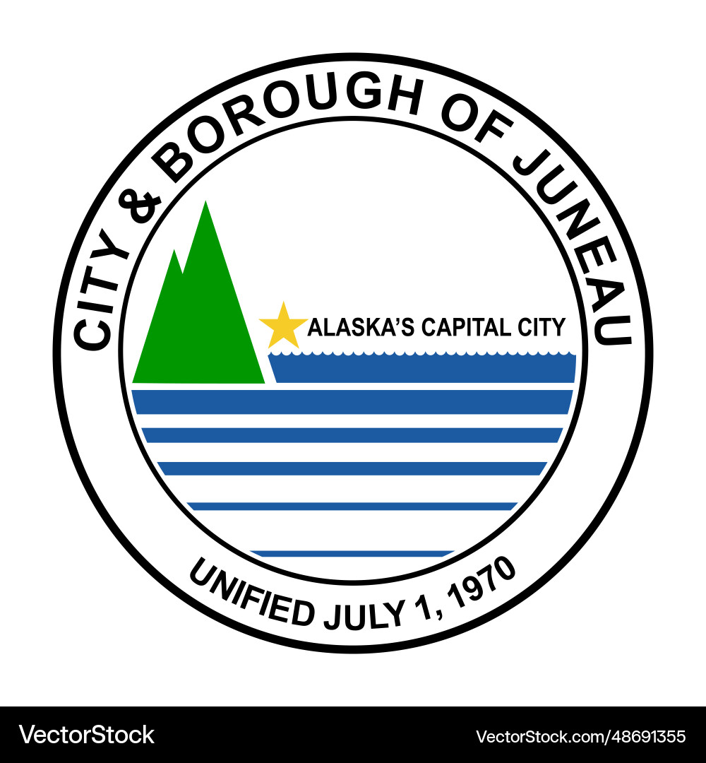 Circle badge city juneau flag Royalty Free Vector Image