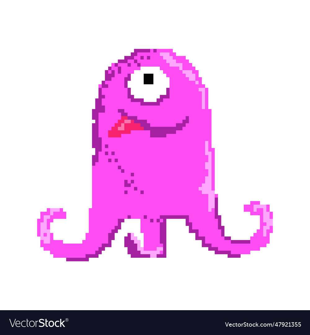 Crazy funny pixel alien Royalty Free Vector Image