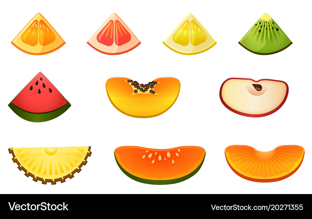 Fruit slices or pieces of fruit Royalty Free Vector Image