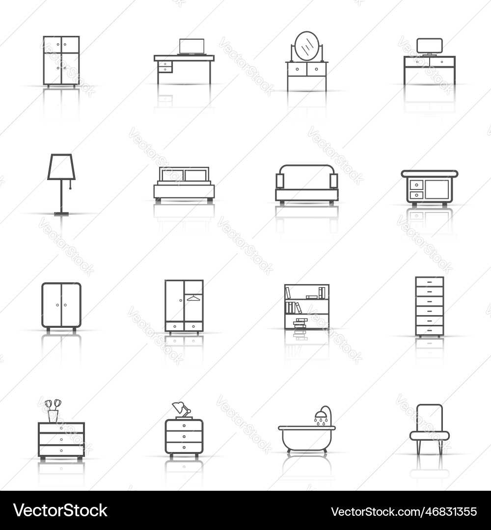 Furniture icons set flat on white background Vector Image