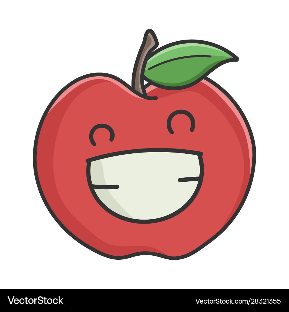 Happy smiling red apple cartoon apple Royalty Free Vector