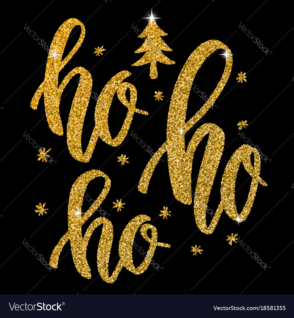 Ho hand drawn lettering in golden style Royalty Free Vector
