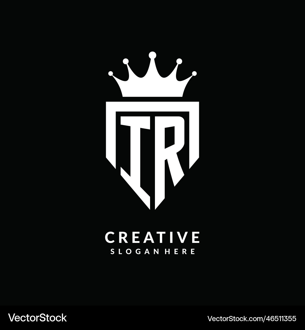 Letter ir logo monogram emblem style with crown Vector Image