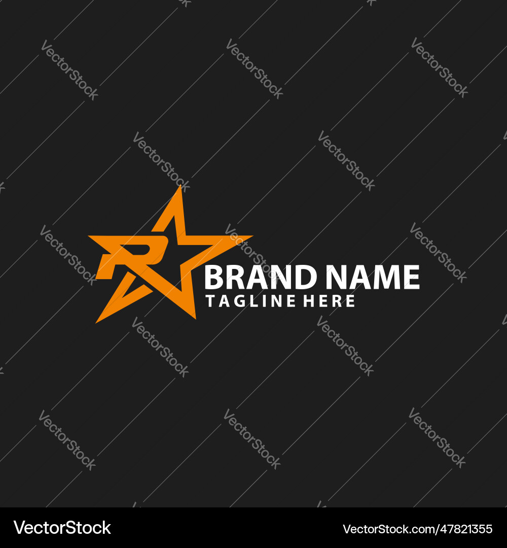 Letter r with star racing logo design Royalty Free Vector