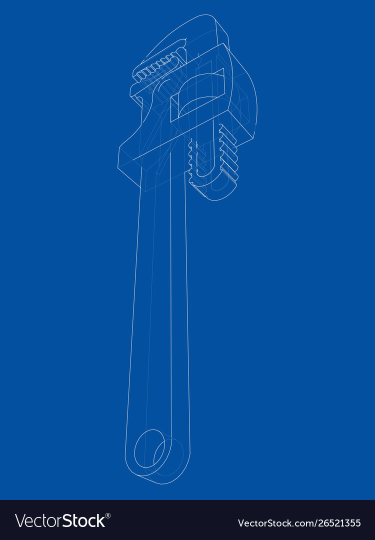 Outline adjustable wrench Royalty Free Vector Image Outline adjustable wrench Royalty Free Vector Image