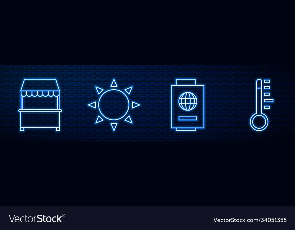Set line passport with ticket street stall Vector Image Set line passport with ticket street stall Vector Image