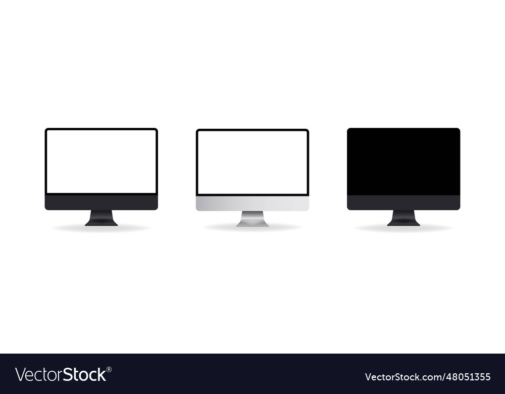 Set of computer monitor realistic computer Vector Image