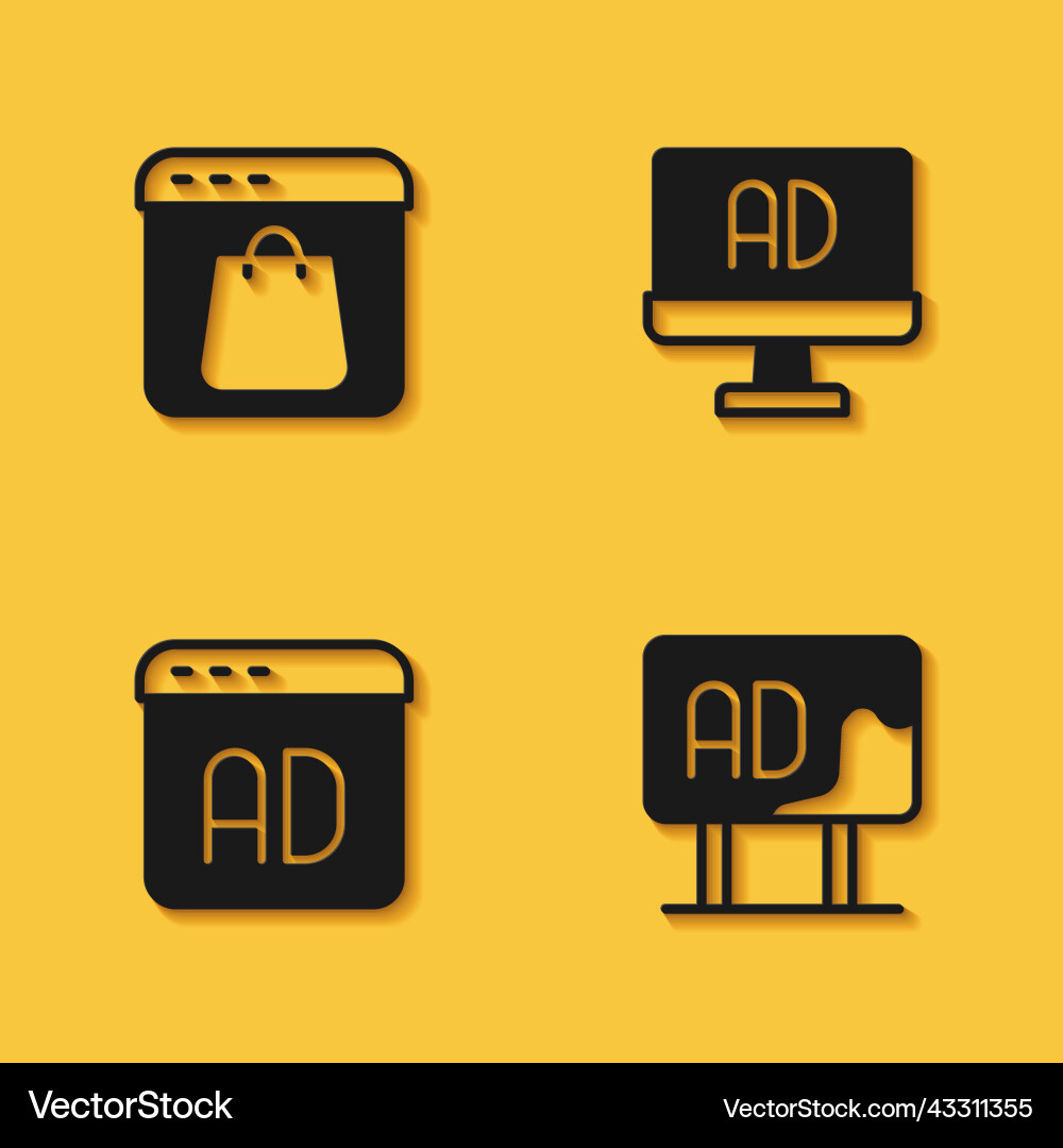 Set online shopping on screen advertising Vector Image