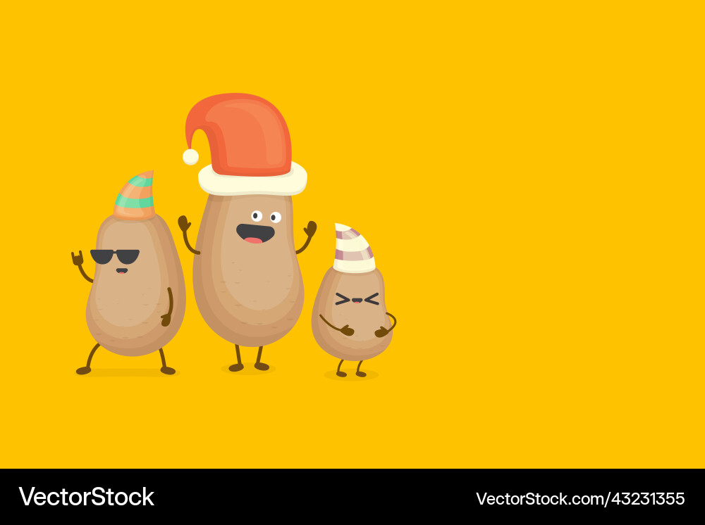 Three friends kids potato characters Royalty Free Vector