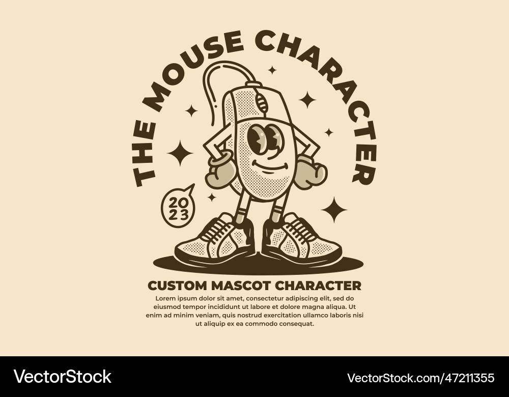 Vintage mascot character of computer mouse Vector Image
