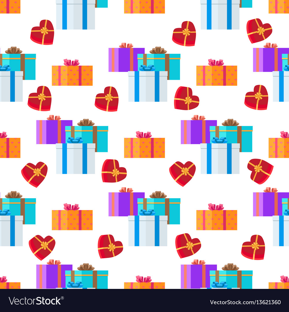 Adorned festive present boxes seamless pattern Vector Image