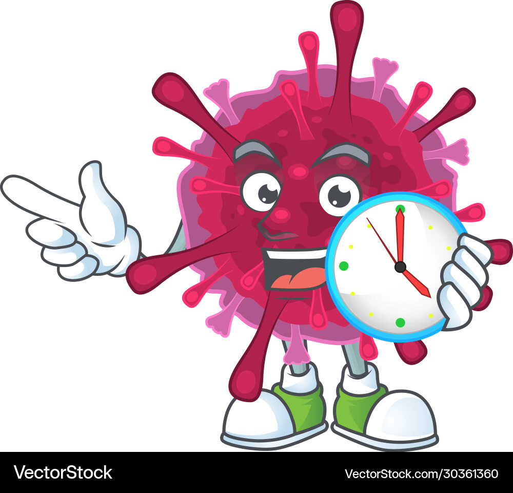 Amoeba coronaviruses cartoon style with a clock Vector Image