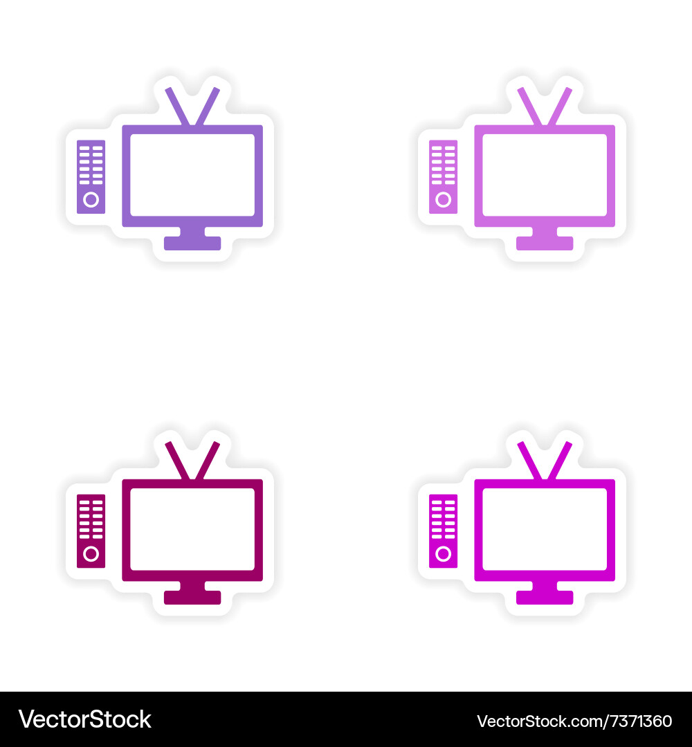 Assembly realistic sticker design on paper tv Vector Image