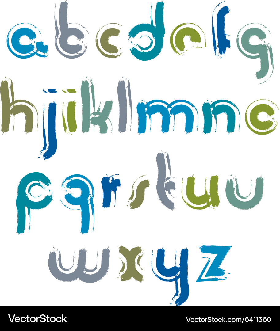 Bright calligraphic font with white outline Vector Image